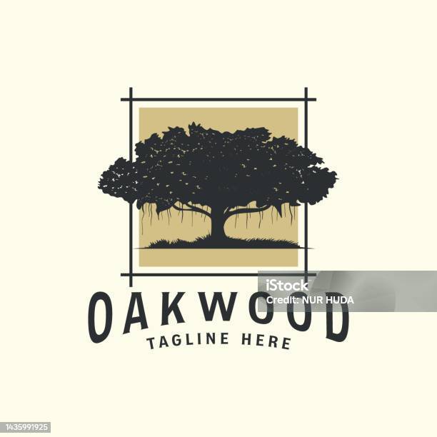 Pohon Oak Dengan Ilustrasi Desain Vektor Ikon Gaya Vintage Desain Logo ... Pohon Oak Dengan Ilustrasi Desain Vektor Ikon Gaya Vintage Desain Logo ...
