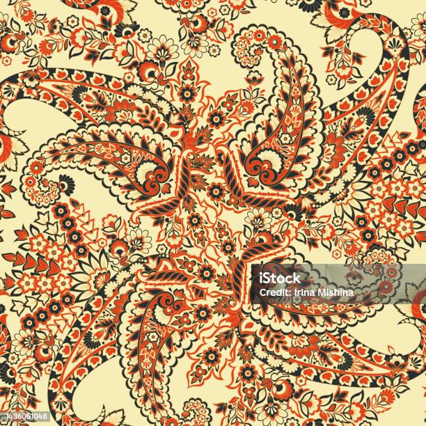Seamless Paisley Pattern In Indian Batik Style Floral Vector