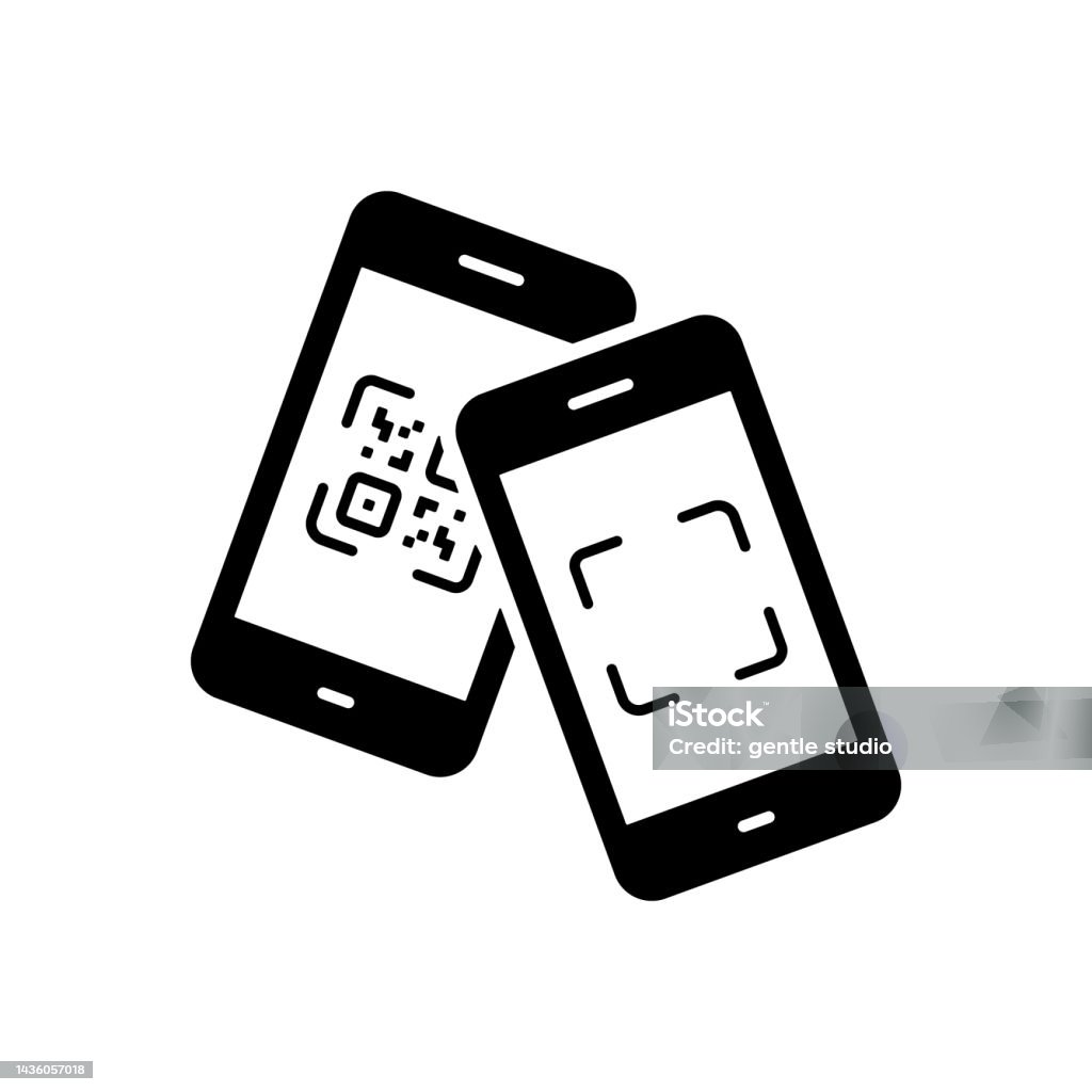 Reader Scan Qrcode On Mobile Phone For Payment Silhouette Icon Scanner Qr Code Verification On
