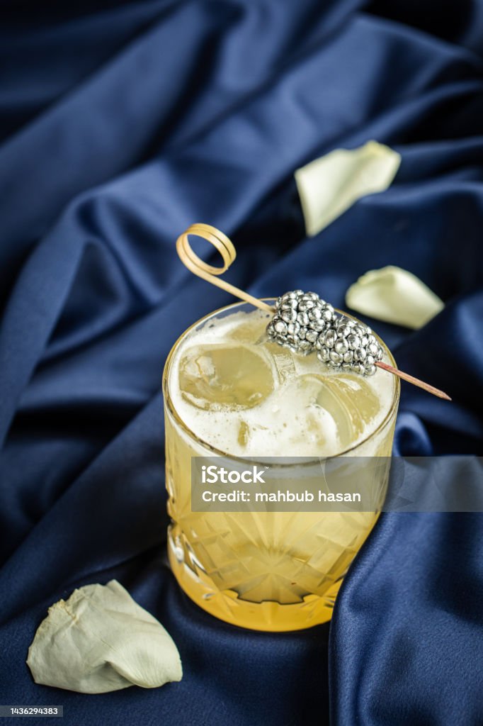 White Russian Cocktail And White Background Offee Liquor Pouring Into White Russian Cocktail