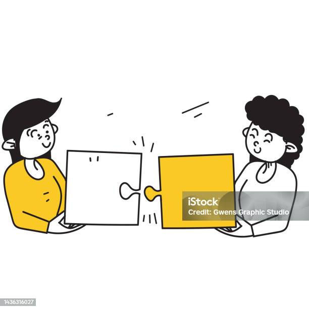 Doodle Yang Digambar Tangan Orang Memegang Simbol Ilustrasi Tekateki