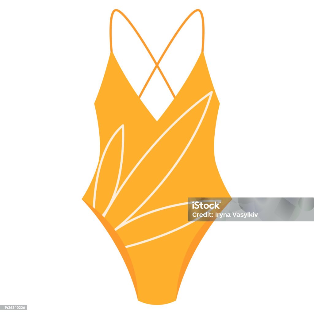 Yellow Female Swimwear Womens Fashion Swimsuit Stock Illustration