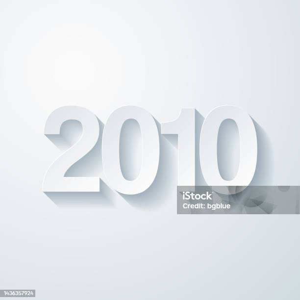 2010 Deux Mille Dix Icône Avec Effet De Découpage De Papier Sur Fond