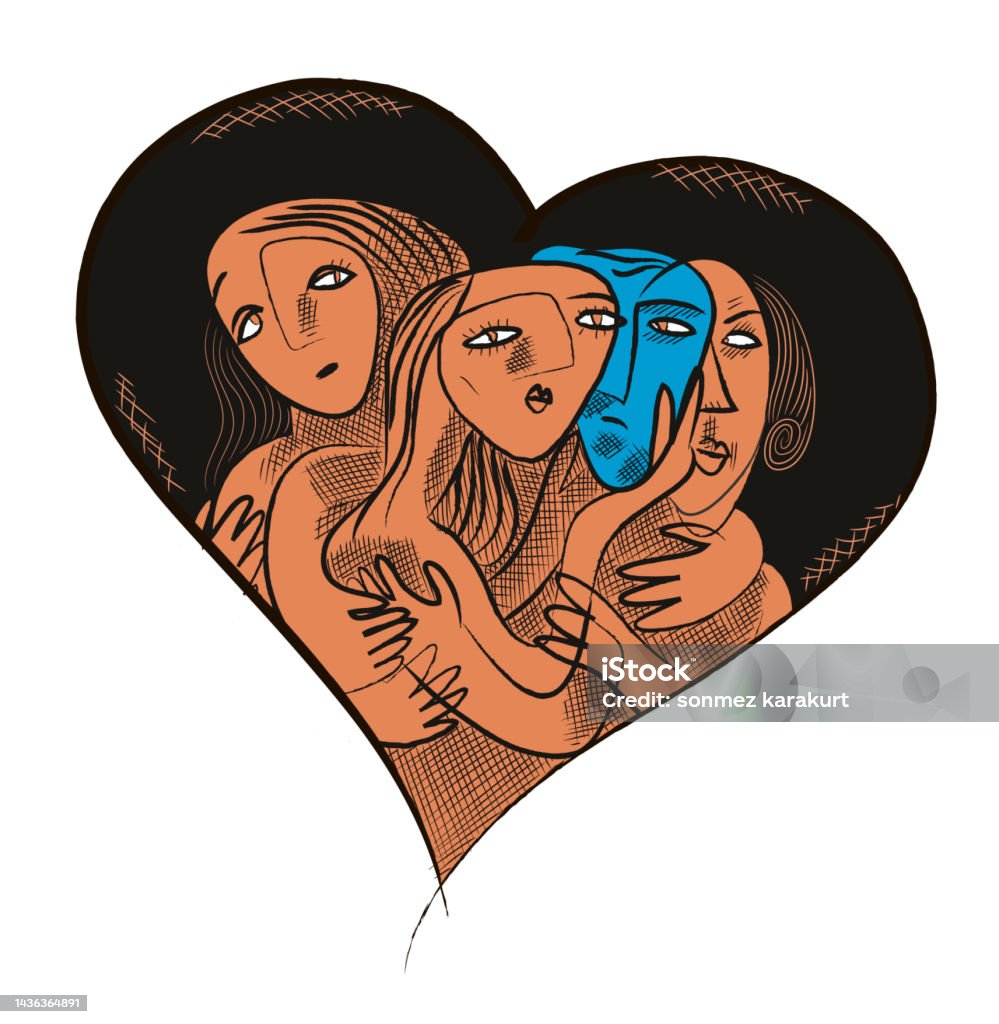Ein Mann Drei Frauen Im Herzen Symbol Stock Vektor Art und mehr Bilder ... Ein Mann Drei Frauen Im Herzen Symbol Stock Vektor Art und mehr Bilder ...