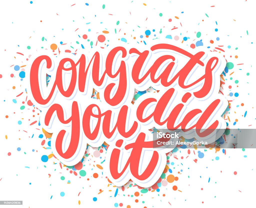 Congrats You Did It Congratulations Banner Vector Handwritten Lettering