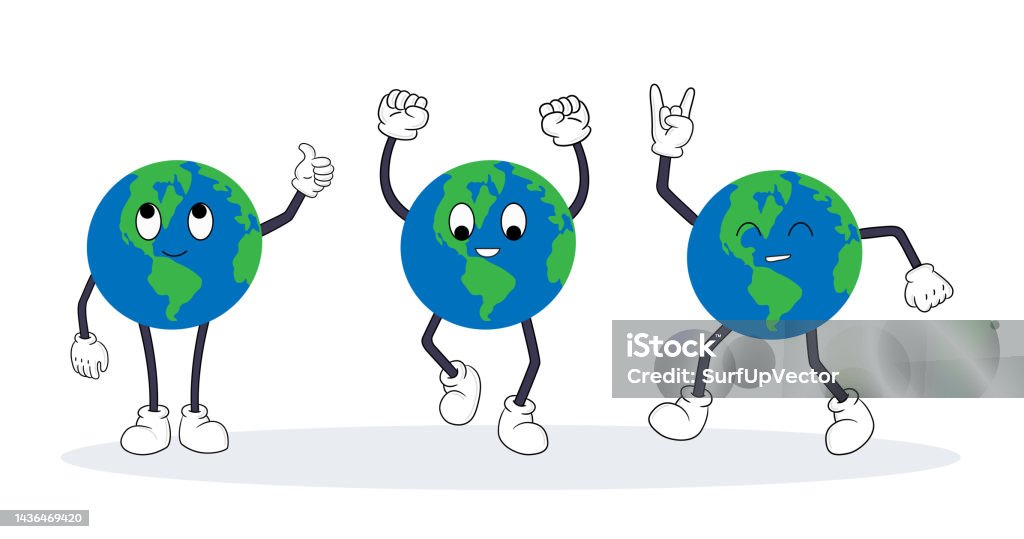 Set Karakter Bola Dunia Dengan Pose Dan Gerakan Lucu Ilustrasi Stok Unduh Gambar Sekarang Istock