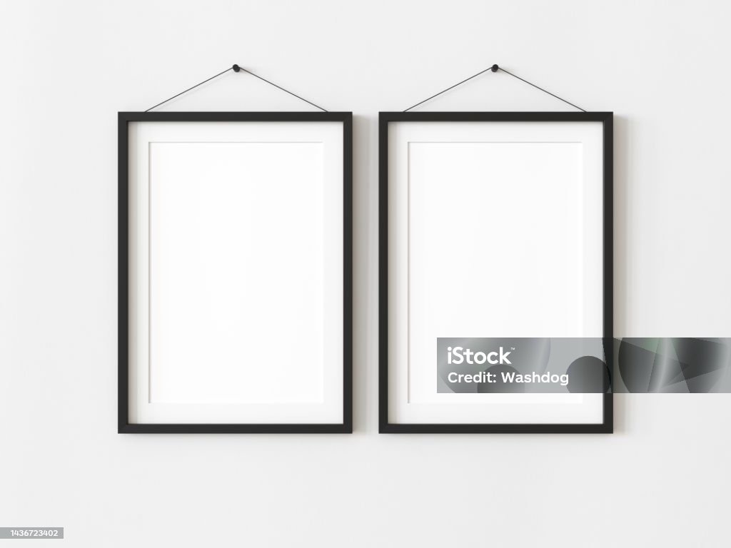 Dua Bingkai Foto Kosong Vertikal Untuk Foto Template Mockup Bingkai