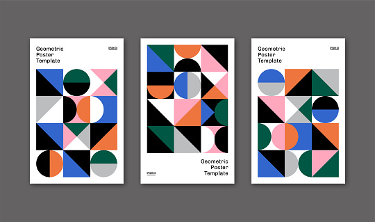 Poster Set Design Template With Abstract Geometric Graphics Milo System