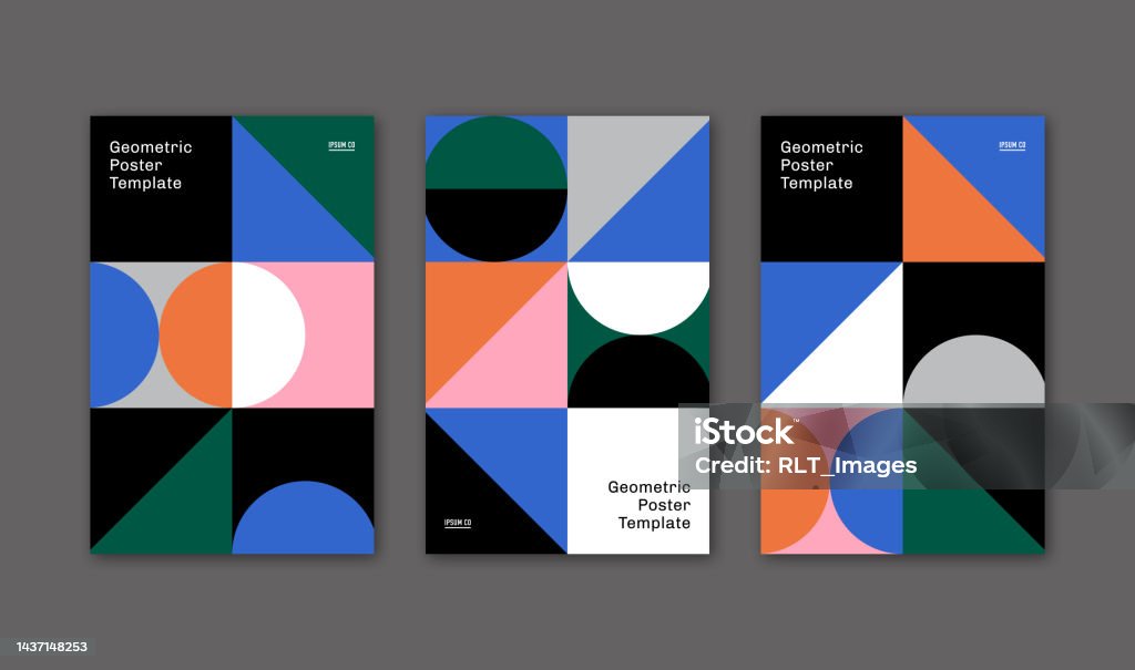 Poster Set Design Template With Abstract Geometric Graphics Milo System