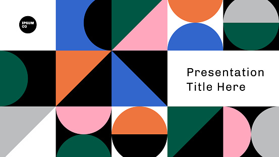 Presentation Title Slide Design Layout With Abstract Geometric Graphics