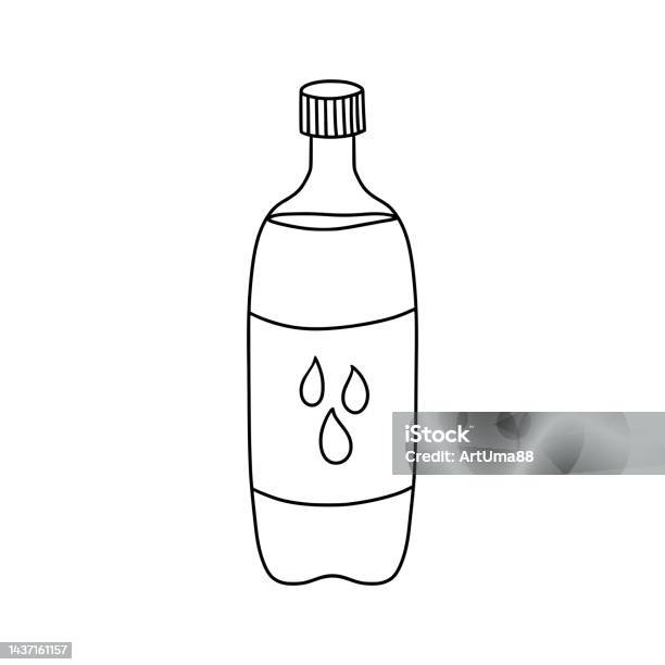 Bouteille Deau De Style Doodle Isolé Sur Fond Blanc Illustration