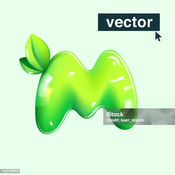 Logo Ramah Lingkungan Huruf M Dalam Desain 3d Realistis Dan Gaya Balon Kartun Ilustrasi Vektor