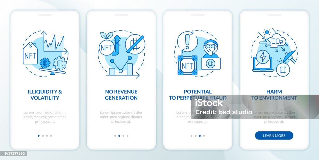 Nft Disadvantages Blue Onboarding Mobile App Screen Stock Illustration ... Nft Disadvantages Blue Onboarding Mobile App Screen Stock Illustration ...