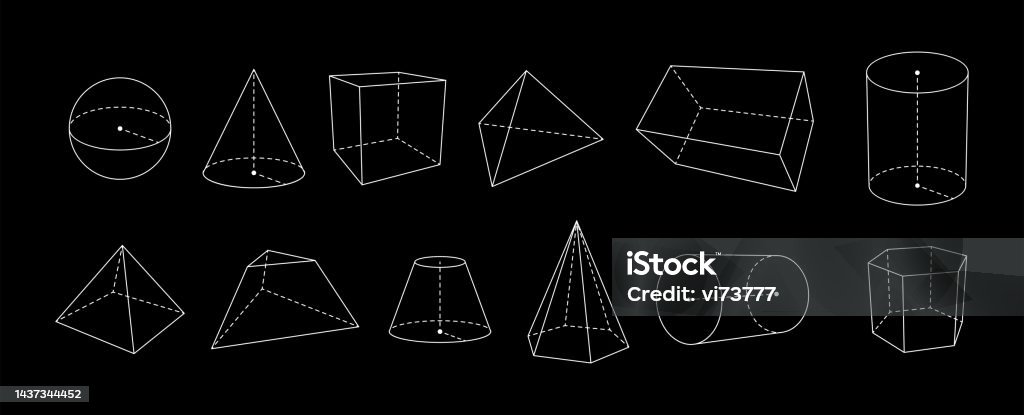 3d Geometric Outline Shapes Vector Basic Solid Objects Stock