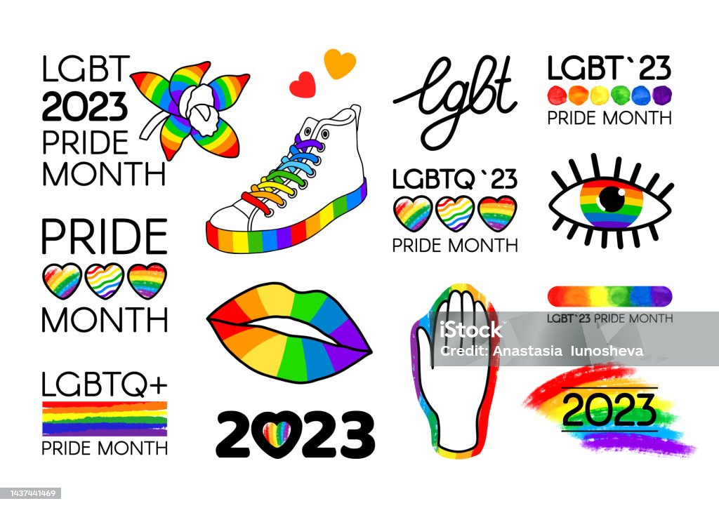Ilustración De Paquete Del Mes Del Orgullo Lgbt 2023 Pincelada Bandera