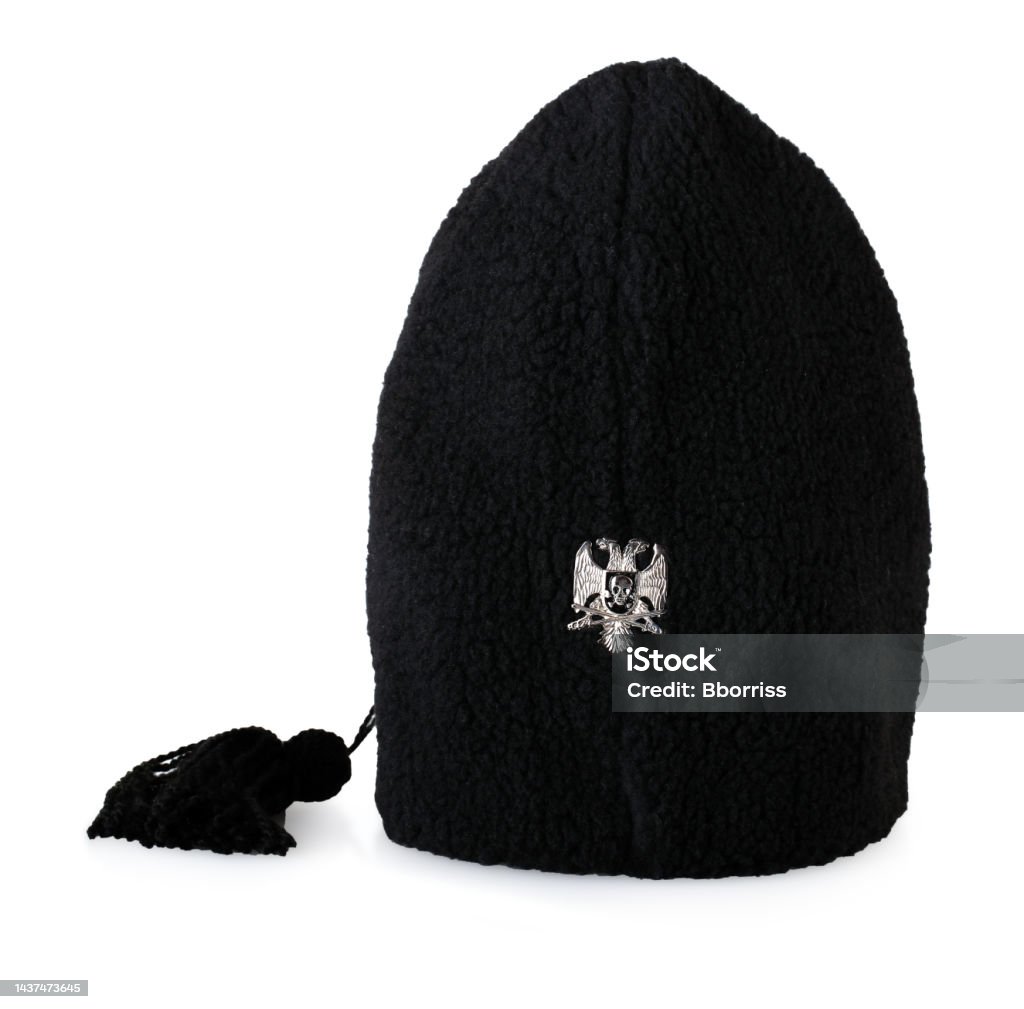 Traditional Fur Military Ethnic Hat With Serbian Coat Of Arms Isolated