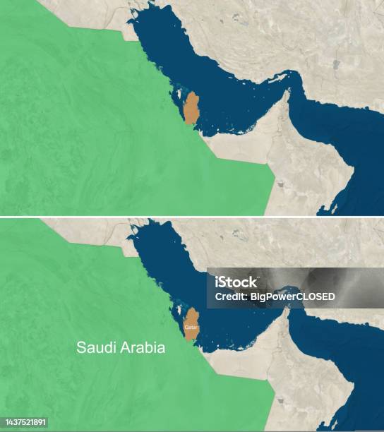 La Carte Du Qatar Et De Larabie Saoudite Avec Texte Sans Texte Vecteurs
