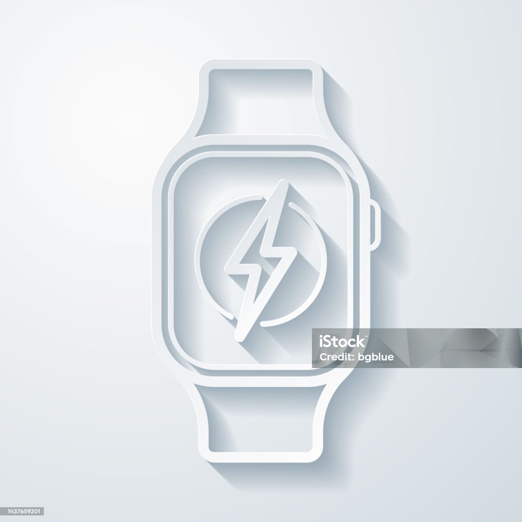 Smartwatch Avec Symbole Délectricité Icône Avec Effet De Coupe De