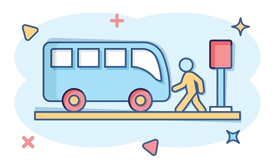 Icône De Gare Routière Dans Le Modèle Comique Illustration De Vecteur