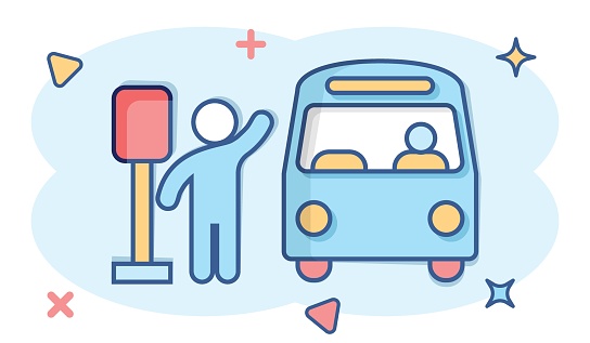 Icône De Gare Routière Dans Le Modèle Comique Illustration De Vecteur
