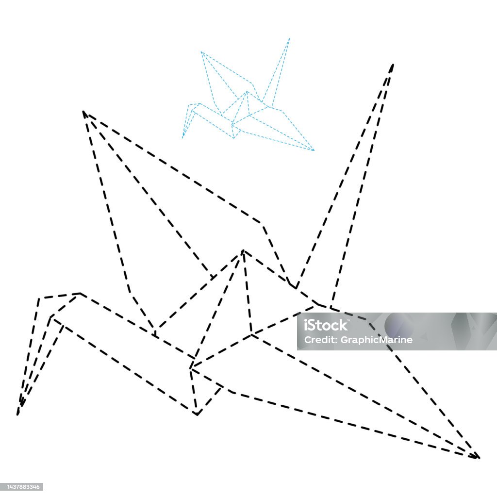 Vetores De Conjunto De Contorno Vetorial De Guindaste Origami Traçou