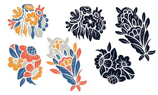 A Set Of Simple Doodlestyle Flowers Stock Illustration Download Image