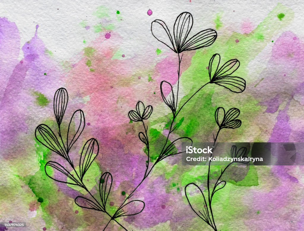 Dessin De Fleurs À Laquarelle Sur Fond Blanc Style Impressionniste