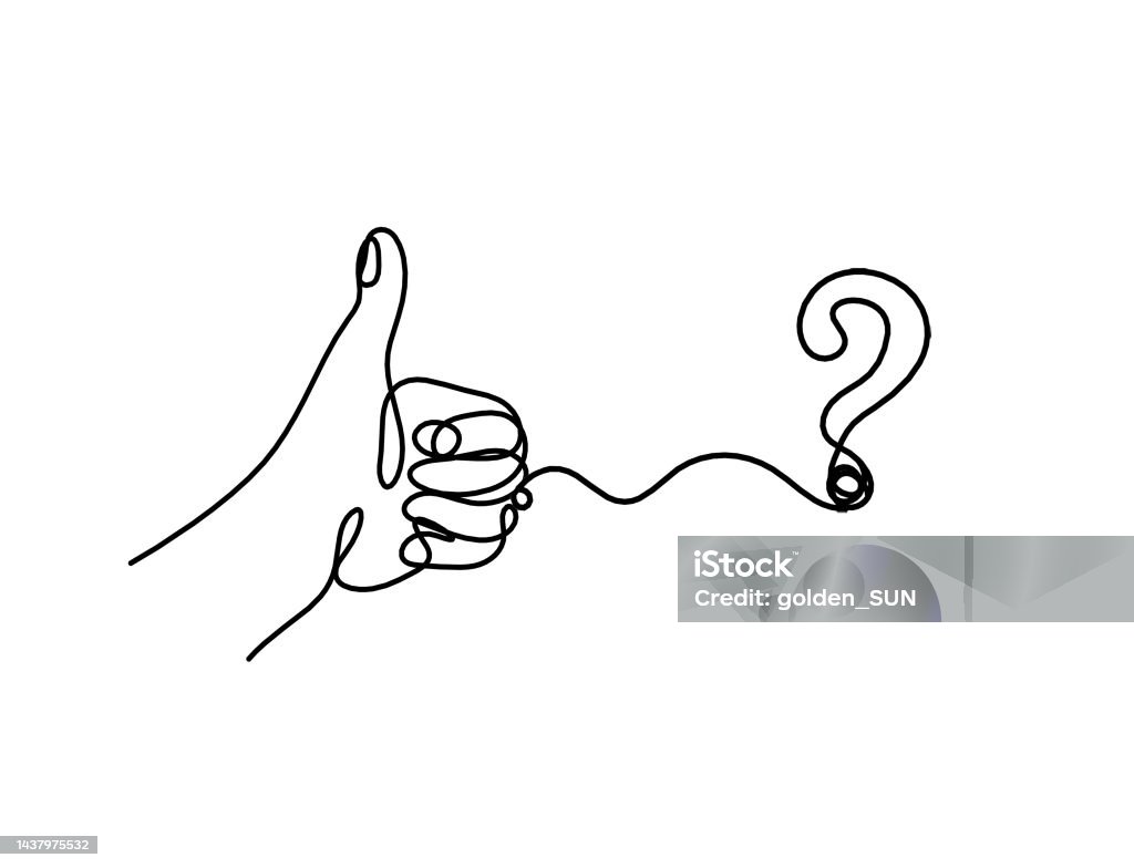 Main Abstraite Avec Point Dinterrogation Comme Dessin Au Trait Sur Fond