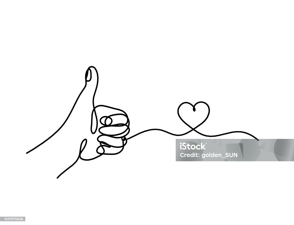 Main Abstraite Avec Cœur Comme Dessin Au Trait Sur Fond Blanc Vecteurs