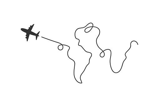 Icône De Ligne Davion Symbole Dillustration De Vol En Avion Autour Du