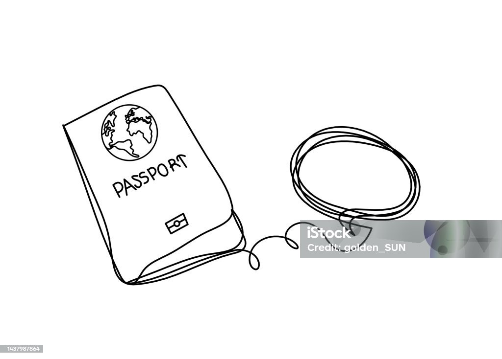 Passport With Comment As Line Drawing On White Background Stock Illustration Download Image