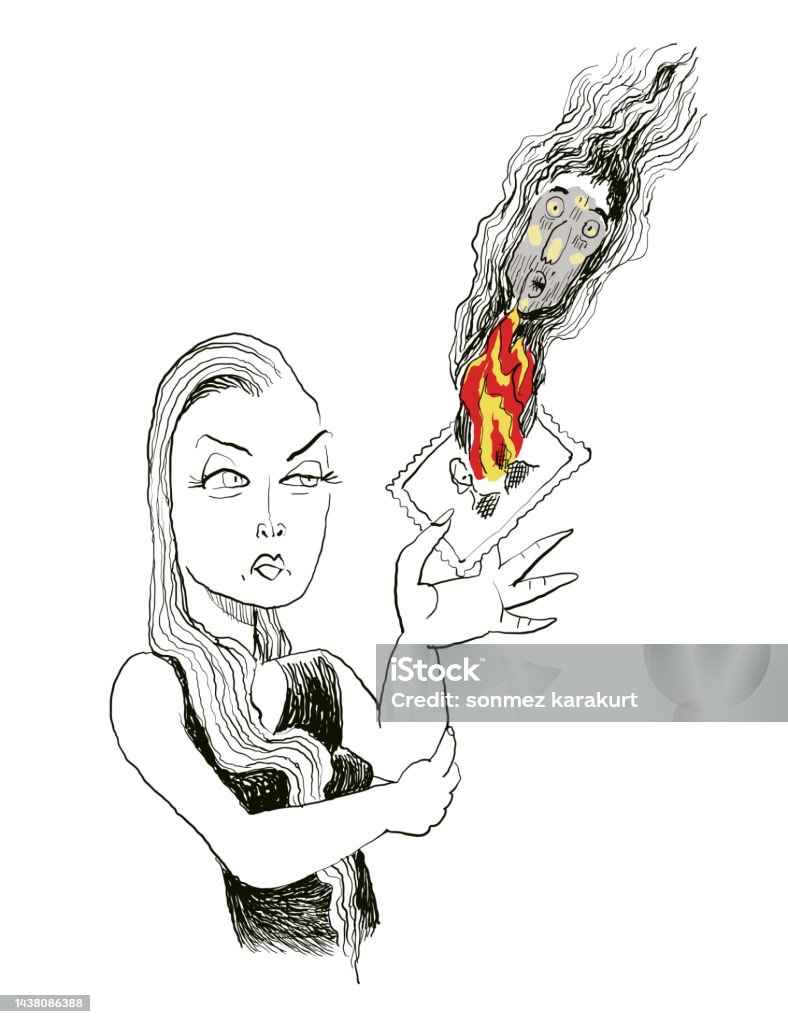 The Woman Who Burned And Abandoned All Her Memories With Her Lover Stock Illustration Download