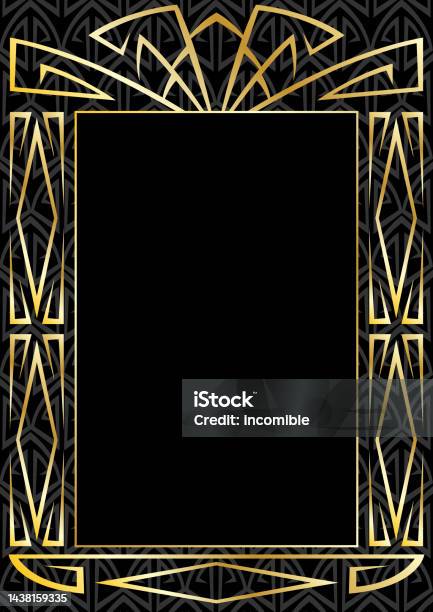 Bingkai Dengan Ornamen Art Deco Elemen Abstrak Dalam Gaya Retro Vintage