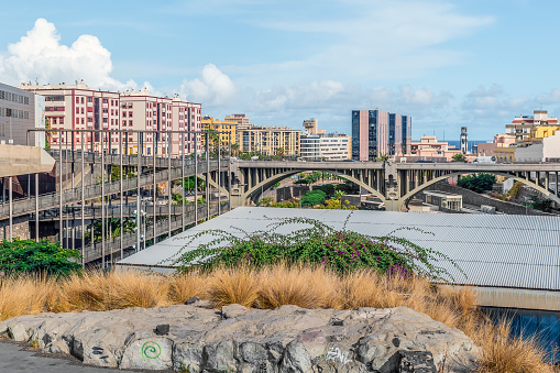 System Of Viaducts And Bridges Over The Barranco De Santos Gorge In Santa Cruz De Tenerife Stock