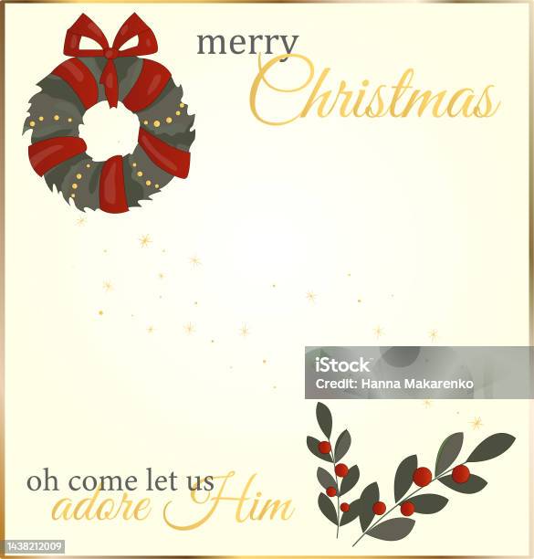 Une Carte De Vœux Ou Une Carte Dinvitation Couronne De Noël Et Brins De