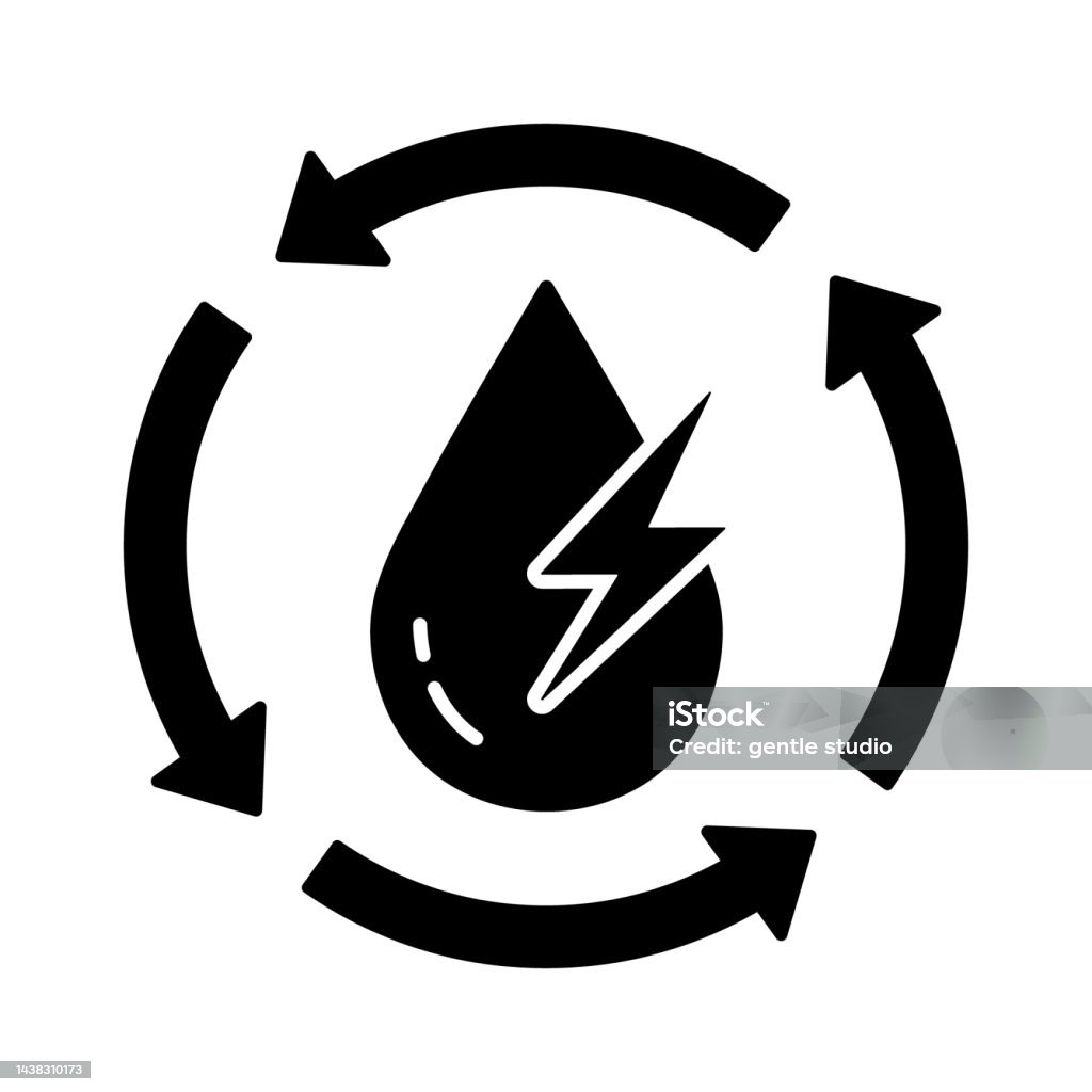 Icône De Silhouette De Lénergie De Lélectricité De Leau Pictogramme De