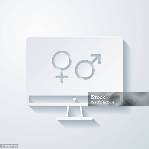 Ordinateur De Bureau Avec Symboles De Genre Icône Avec Effet De