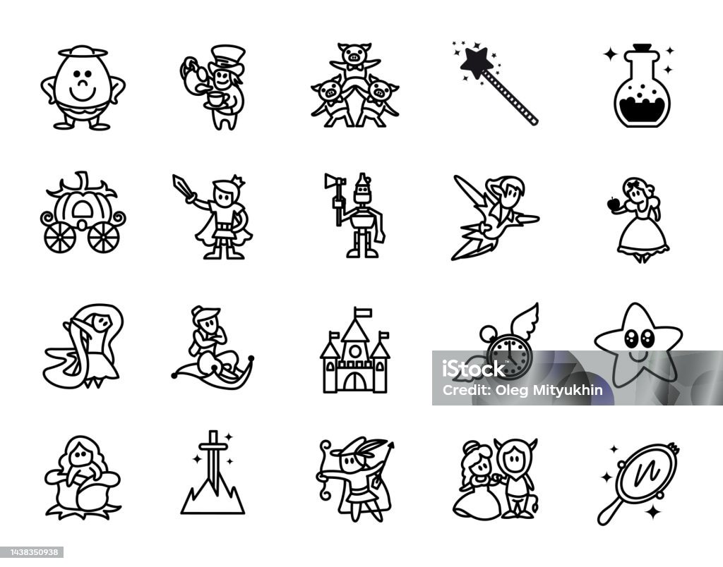 Ilustración de Conjunto De Iconos De Cuentos De Hadas Conjunto De ... Ilustración de Conjunto De Iconos De Cuentos De Hadas Conjunto De ...