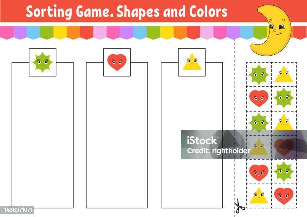 Jeu De Tri Formes Et Couleurs Couper Et Coller Feuille De Travail Sur