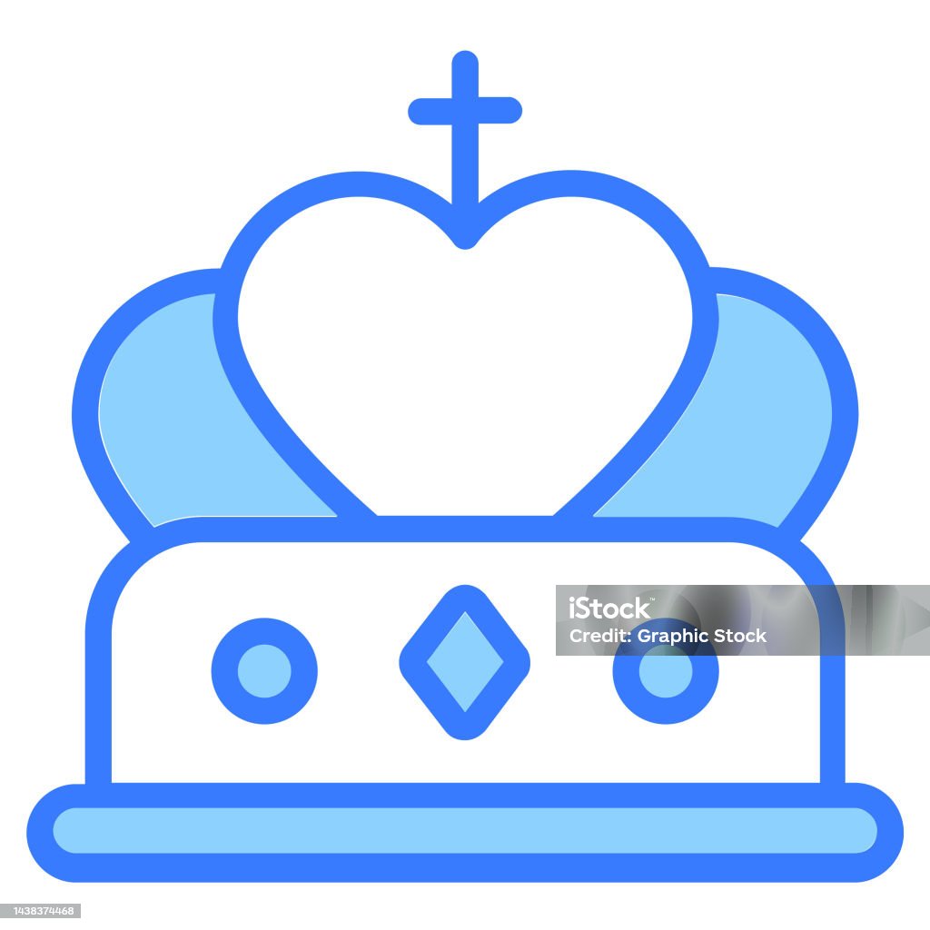 Crown Cross Blue Outline Simple Icon Stock Illustration Download