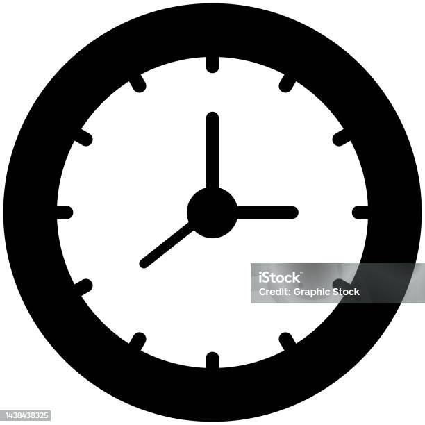 Silhouette Dhorloge Icône De Ligne Plate Vecteurs Libres De Droits Et