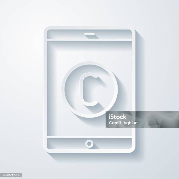 Tablet Pc Avec Symbole De Copyright Icône Avec Effet De Découpage De