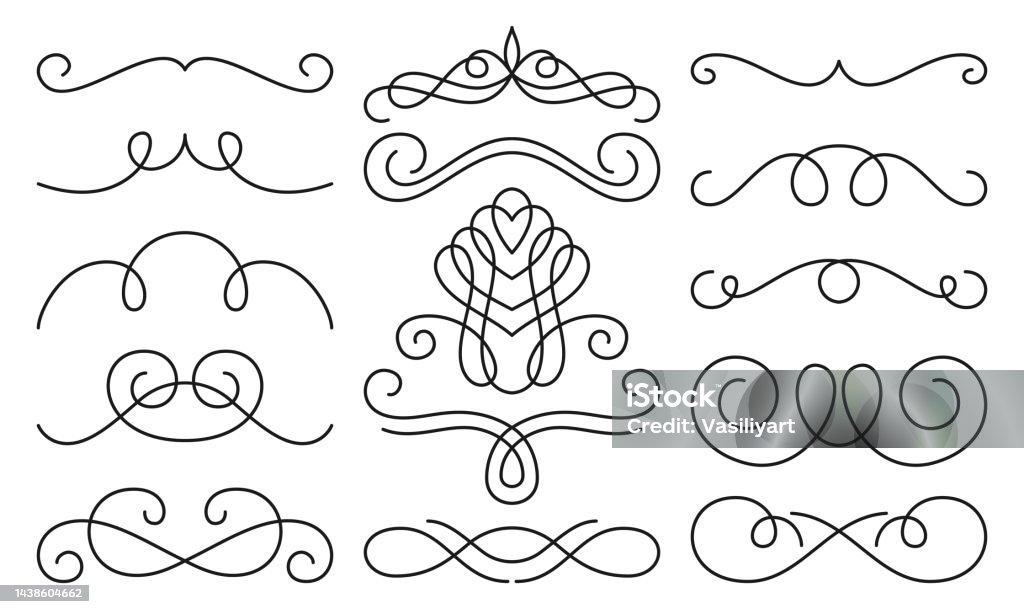 Divider Line Flourish Calligraphy Swirl Black Curl Stock Illustration