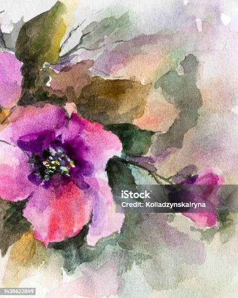 Dessin De Fleurs À Laquarelle Sur Fond Blanc Style Impressionniste