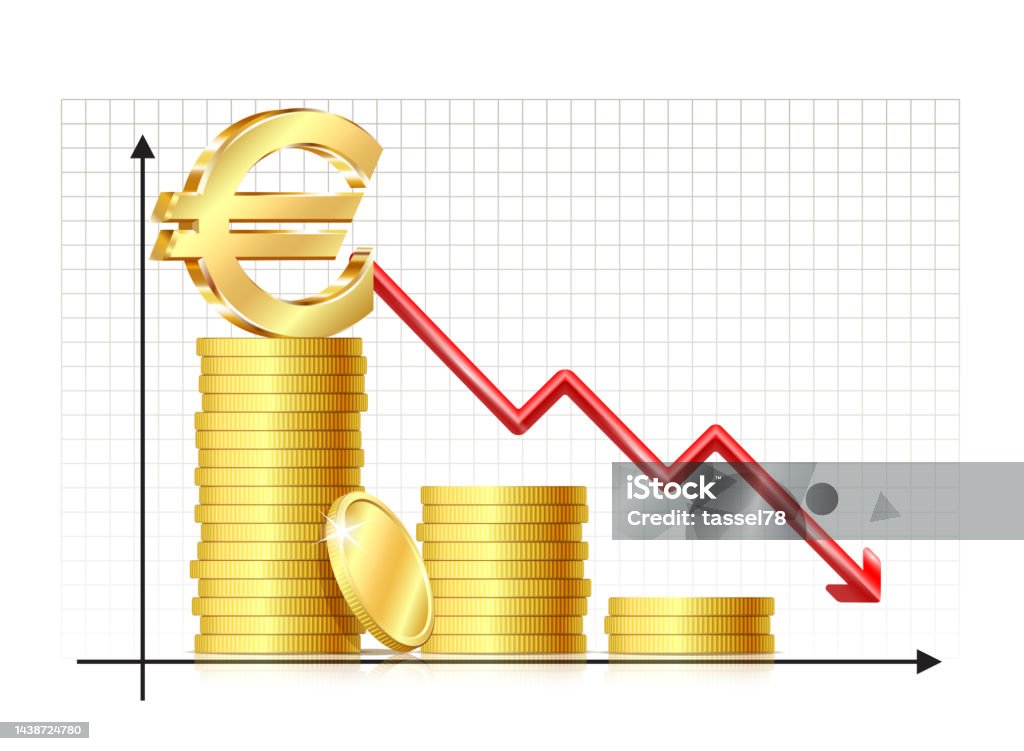 Vetores De Depreciação Do Euro Ícone Da Recessão Econômica Sinal De