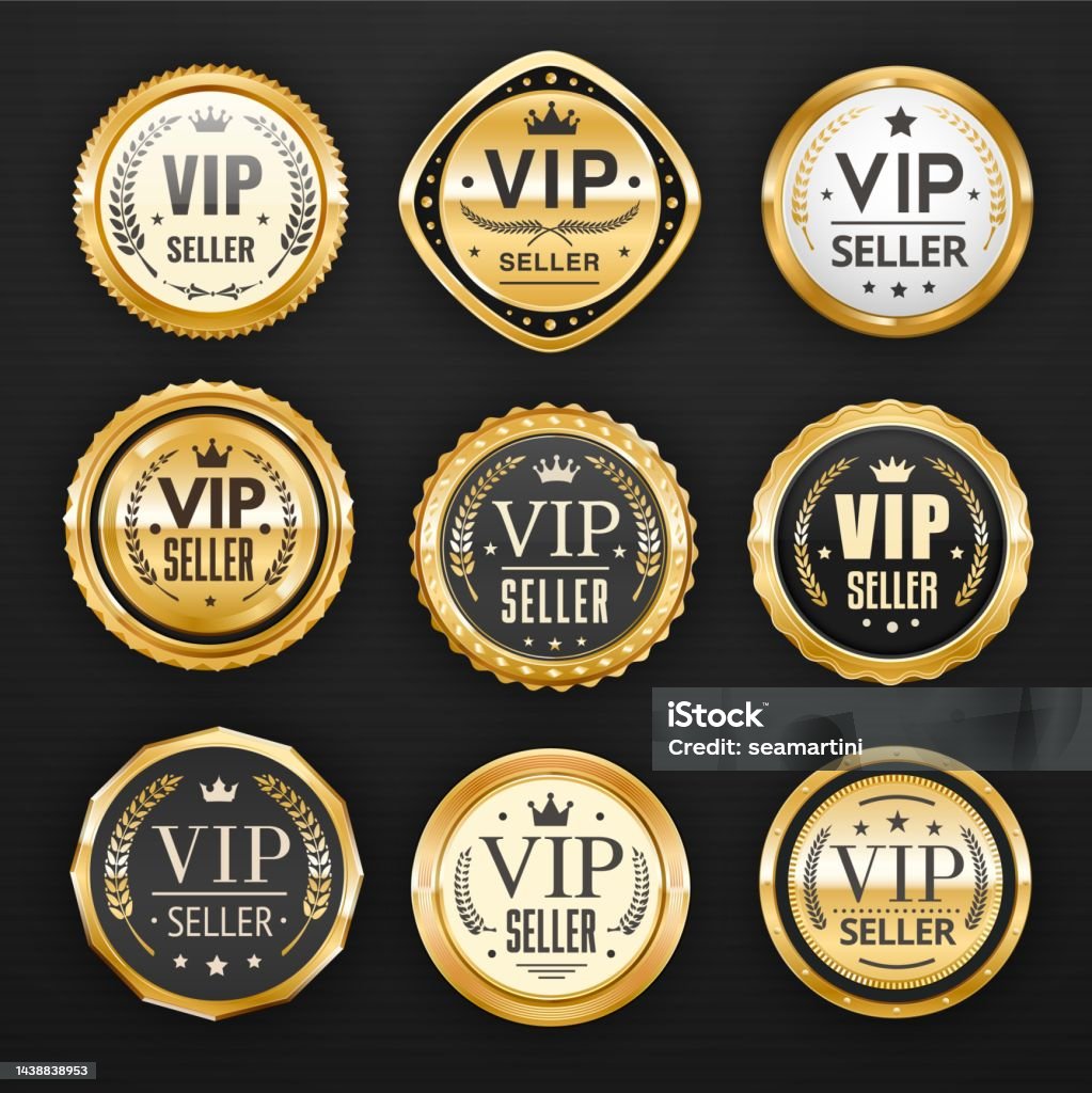 Lencana Emas Penjual Vip Label Kualitas Premium Ilustrasi Stok - Unduh ... Lencana Emas Penjual Vip Label Kualitas Premium Ilustrasi Stok - Unduh ...
