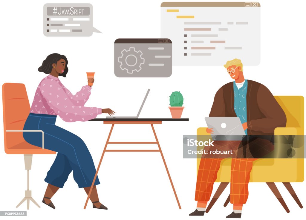 Programmer Engineering And Coding Set Of Programmers Working On Web Development On Computers