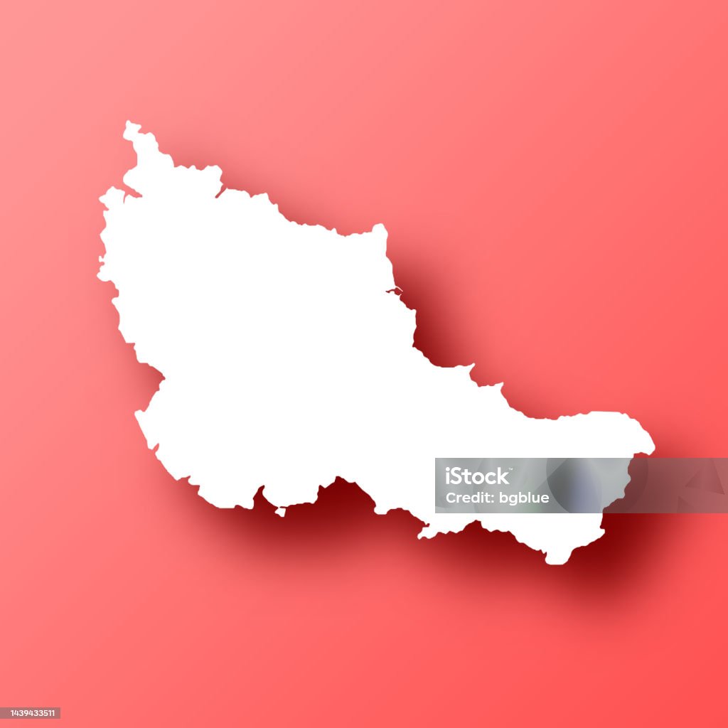 Belleileenmer Map On Red Background With Shadow Stock Illustration