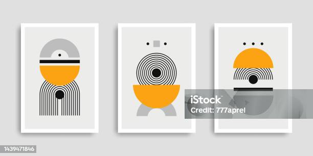 Set Poster Kontemporer Abstrak Dengan Bentuk Geometris Koleksi Sampul
