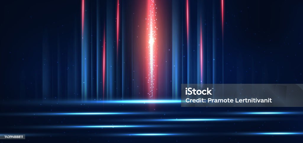 Teknologi Abstrak Futuristik Bersinar Biru Dan Merah Cahaya Garis